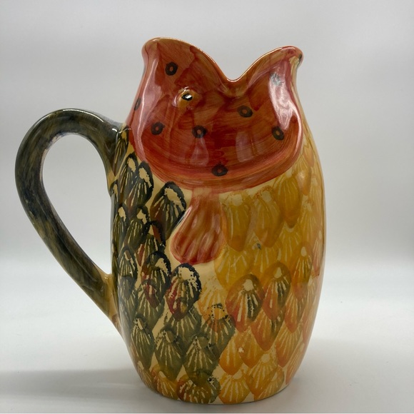 Source Unknown | Dining | Italian Koi Fish Pitcher With Ice Strainer ...